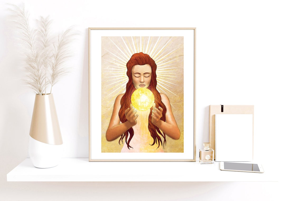 Sun Goddess Wall Print, Sacred Feminine Illustration, Goddess Poster ...