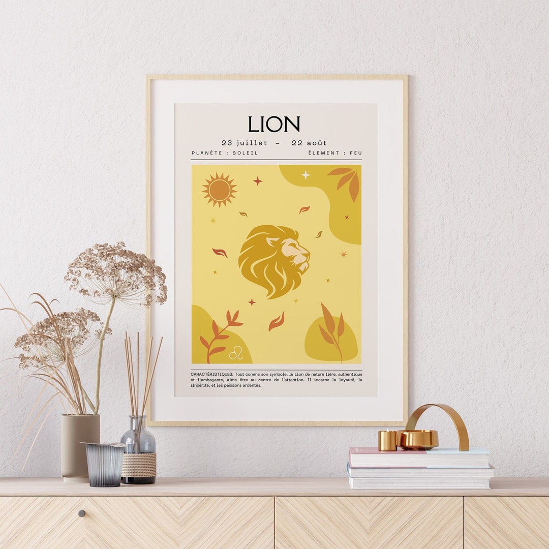 Leo Zodiac Wall Art, Zodiac Print, Astrological Wall Decor, Leo Zodiac ...