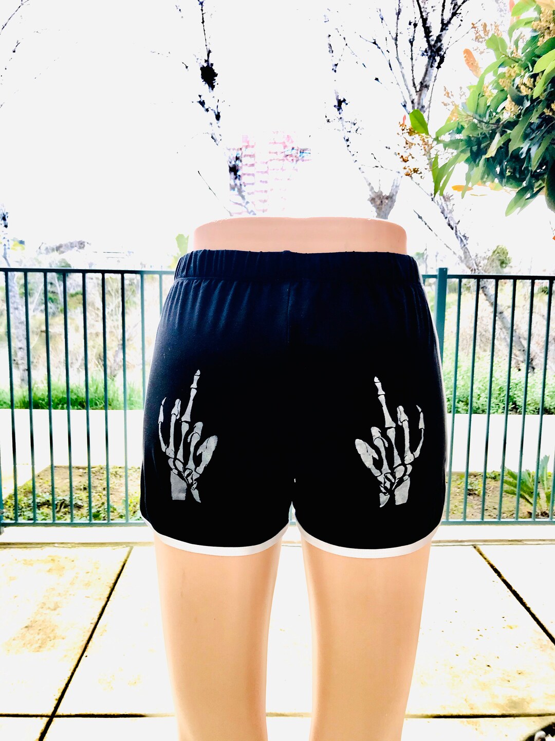 F*** You Skeleton Middle Finger Shorts - Etsy
