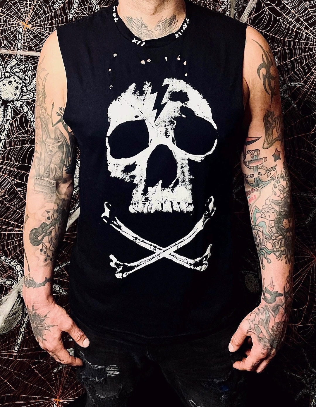 Doomsday Skull Shredded and Stitched Tee - Etsy