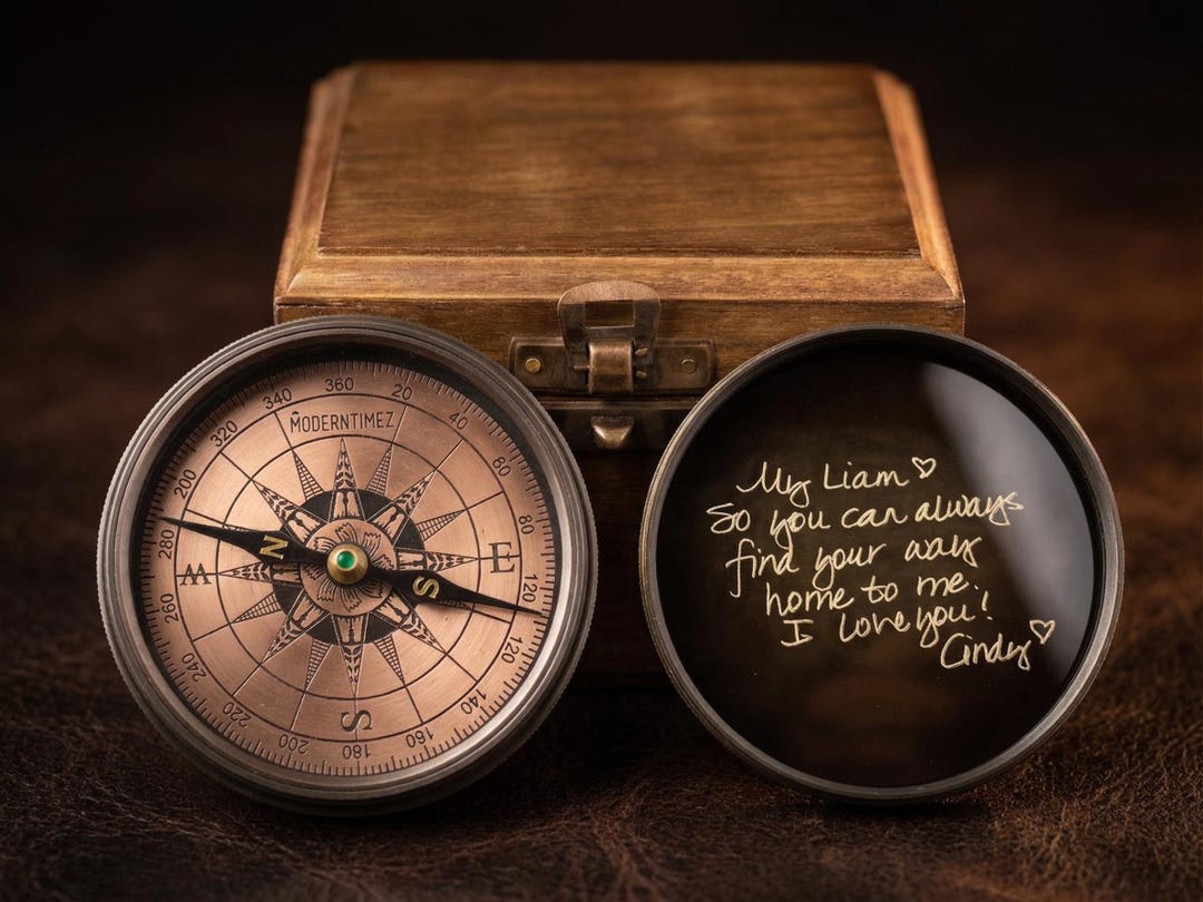 Engraved Brass Compass, Handcrafted Vintage Style, Personalized Gift - Etsy