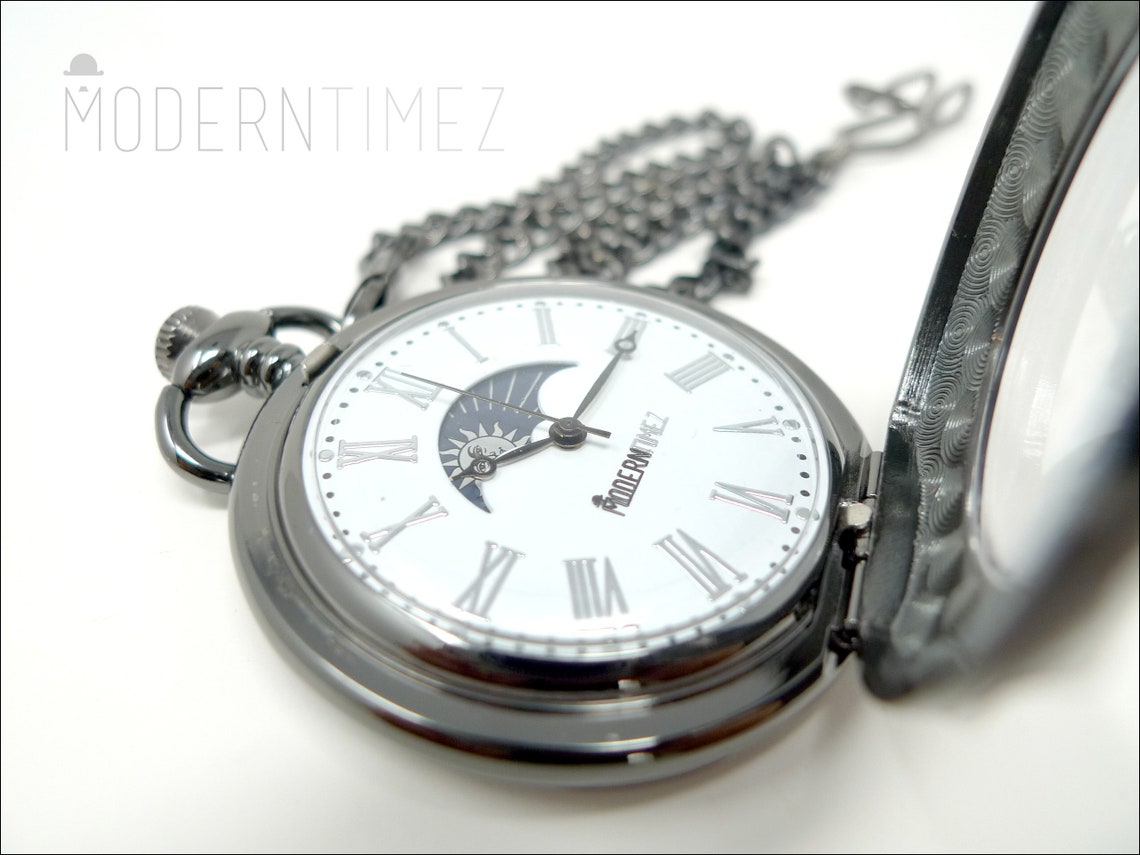 Moon Phase Pocket Watch: Personalized Alloy Metal Engraved Gift - Etsy