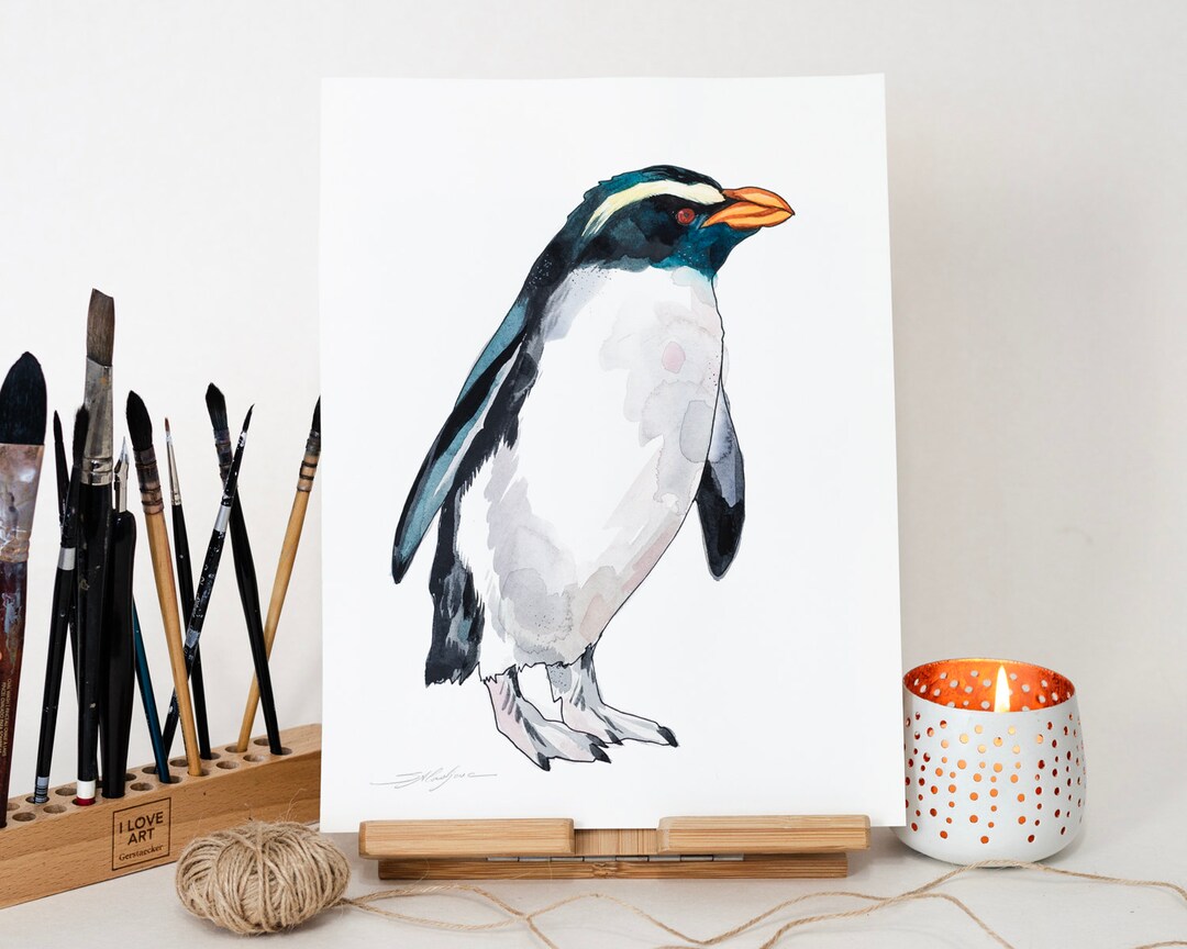 ORIGINAL Fiordland Penguin Watercolor Painting, Hand-painted Artwork ...