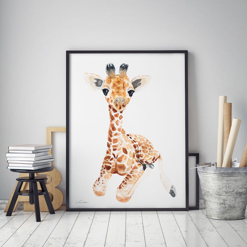 Baby Giraffe Watercolor Nursery Print Colorful Wall Art - Etsy