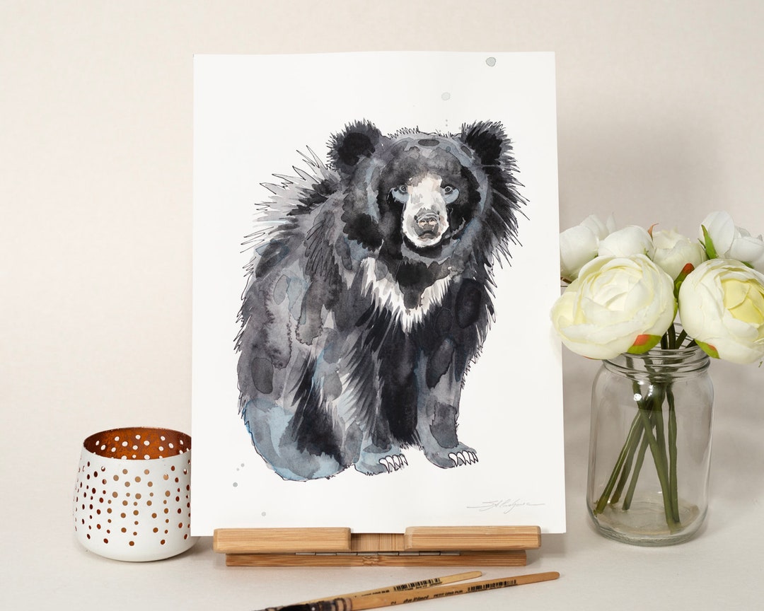 ORIGINAL Sloth Bear Watercolor Painting, Hand-painted Artwork, One-of-a ...