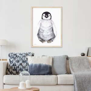 Baby Penguin Watercolor, Nursery Animal Print, Toddler Room Print ...
