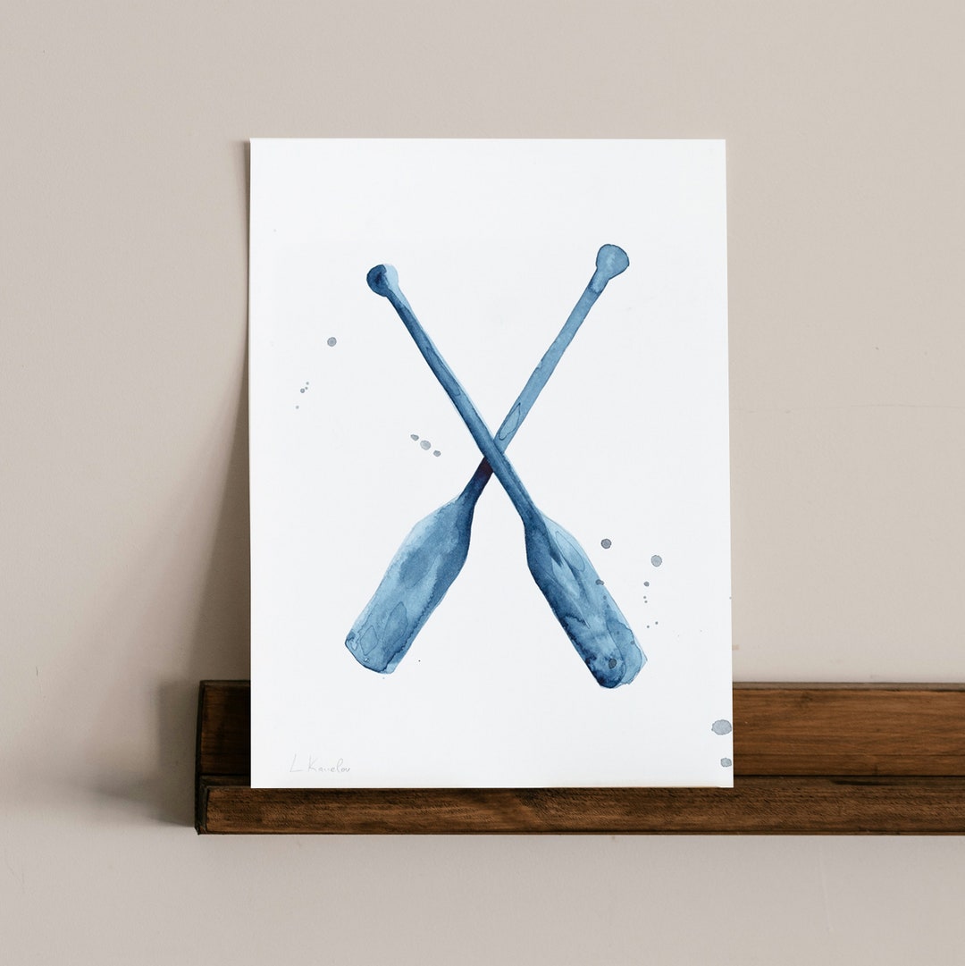 ORIGINAL Wooden Oar Watercolor Painting, Hand-painted Artwork, One-of-a ...