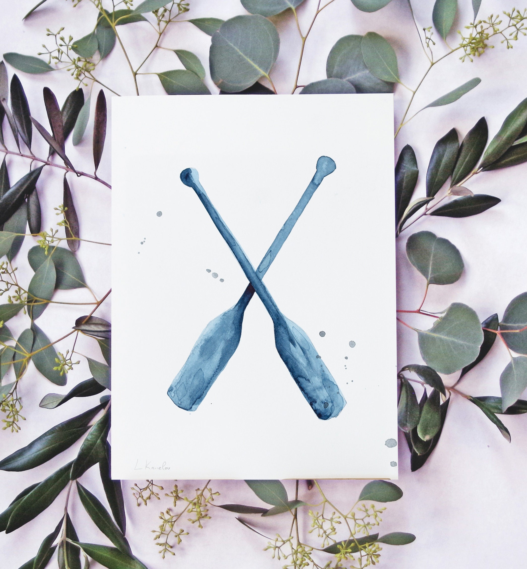 ORIGINAL Wooden Oar Watercolor Painting, Hand-painted Artwork, One-of-a ...