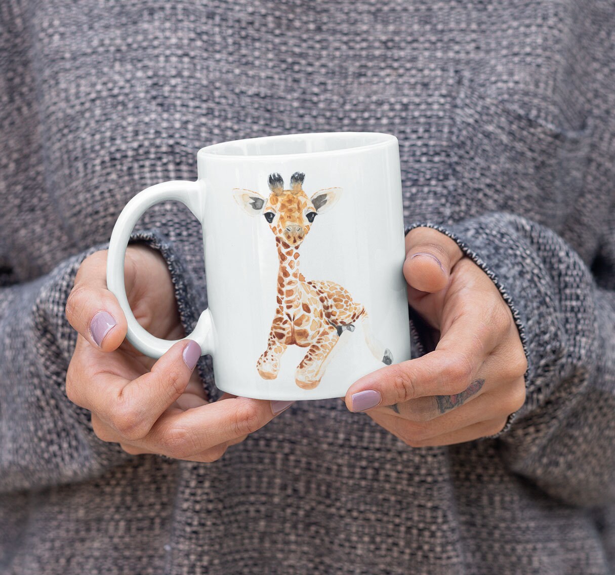Baby Giraffe, Funny Giraffe Coffee Cup, Colorful Animal Mug, Nursery ...