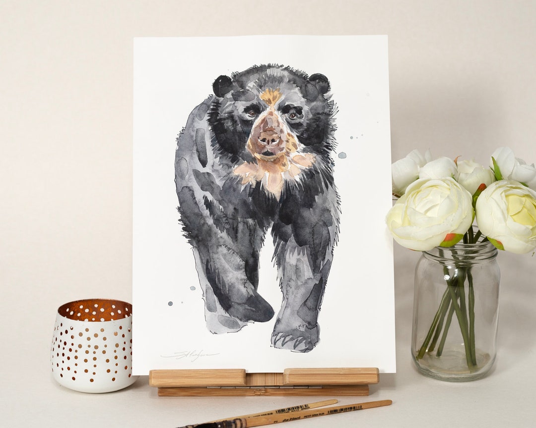 ORIGINAL Spectacled Bear Watercolor Painting, Hand-painted Artwork, One ...