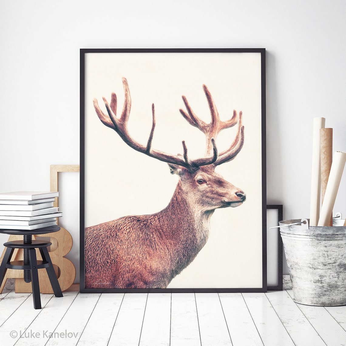 Red Deer Print Stag Art Poster Fine Art Print Deer - Etsy