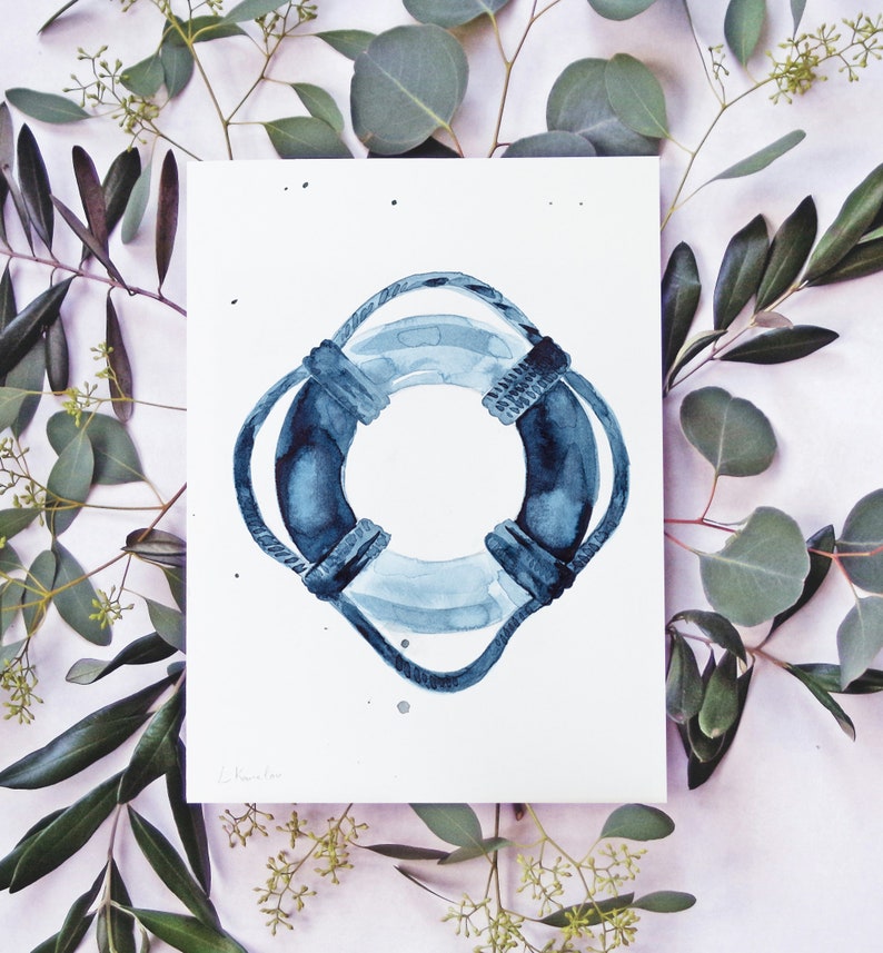 ORIGINAL Lifebuoy Watercolor Painting, Hand-painted Artwork, One-of-a ...