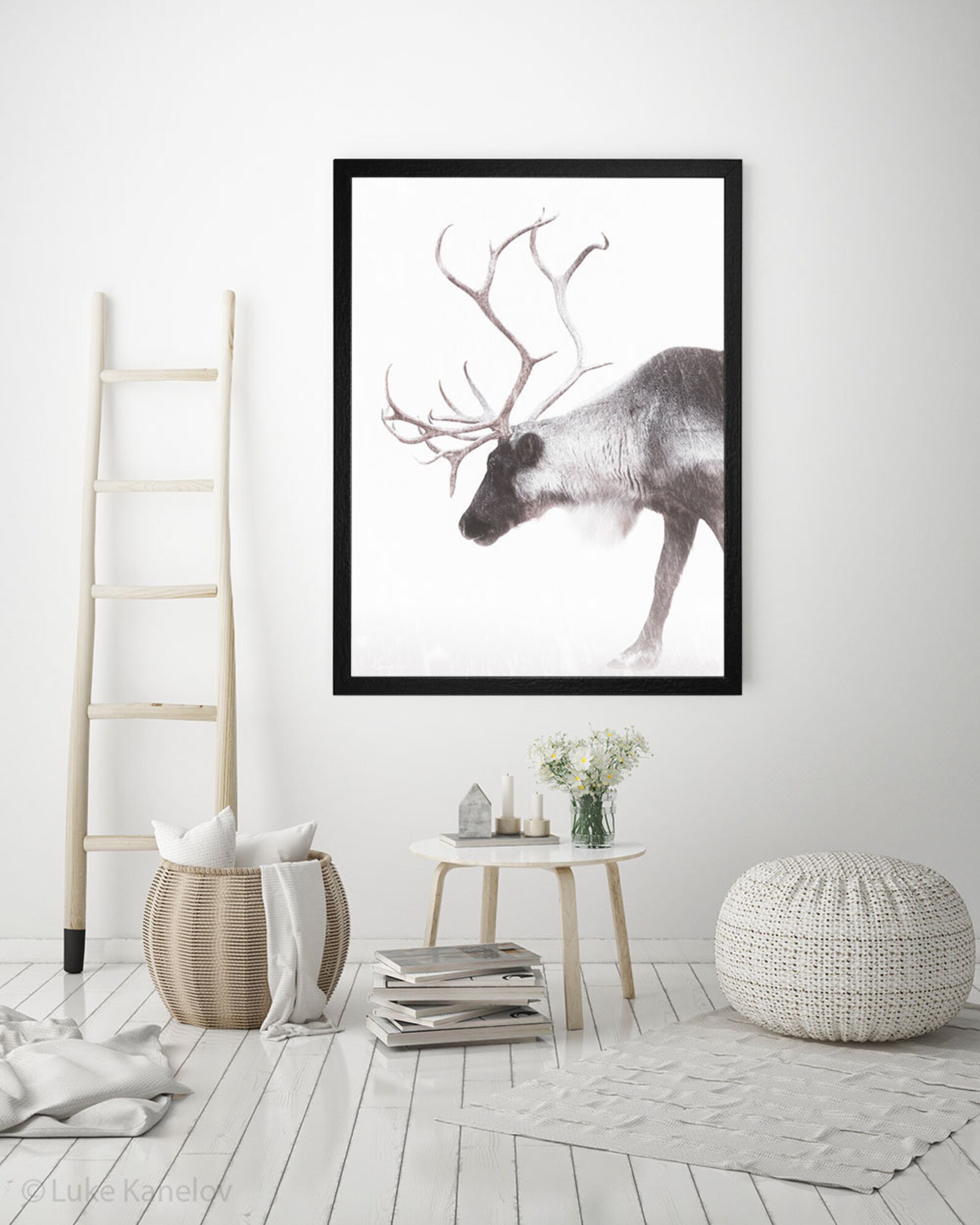 Reindeer Print, Fine Art Print, Majestic Deer, Handmade, Home Decor ...