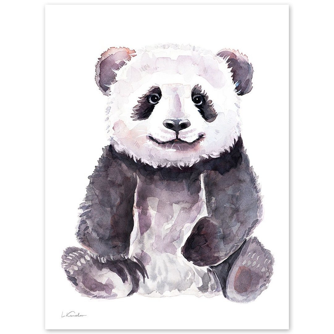 Baby Panda Watercolor Print, Baby Nursery, Colorful Panda Bear, Baby ...