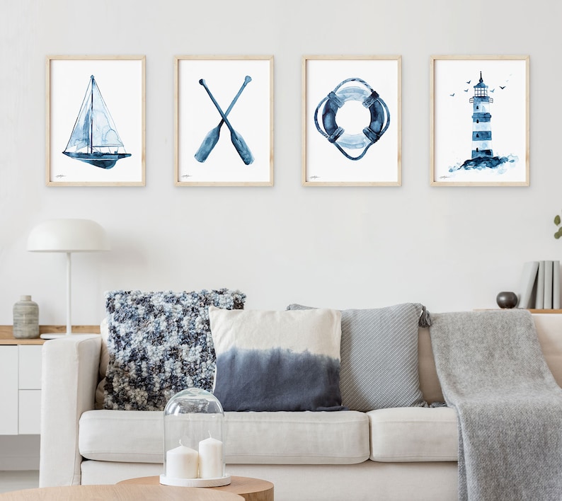 Lighthouse Watercolor Print, Coastal Wall Art, Nautical Nursery Decor ...