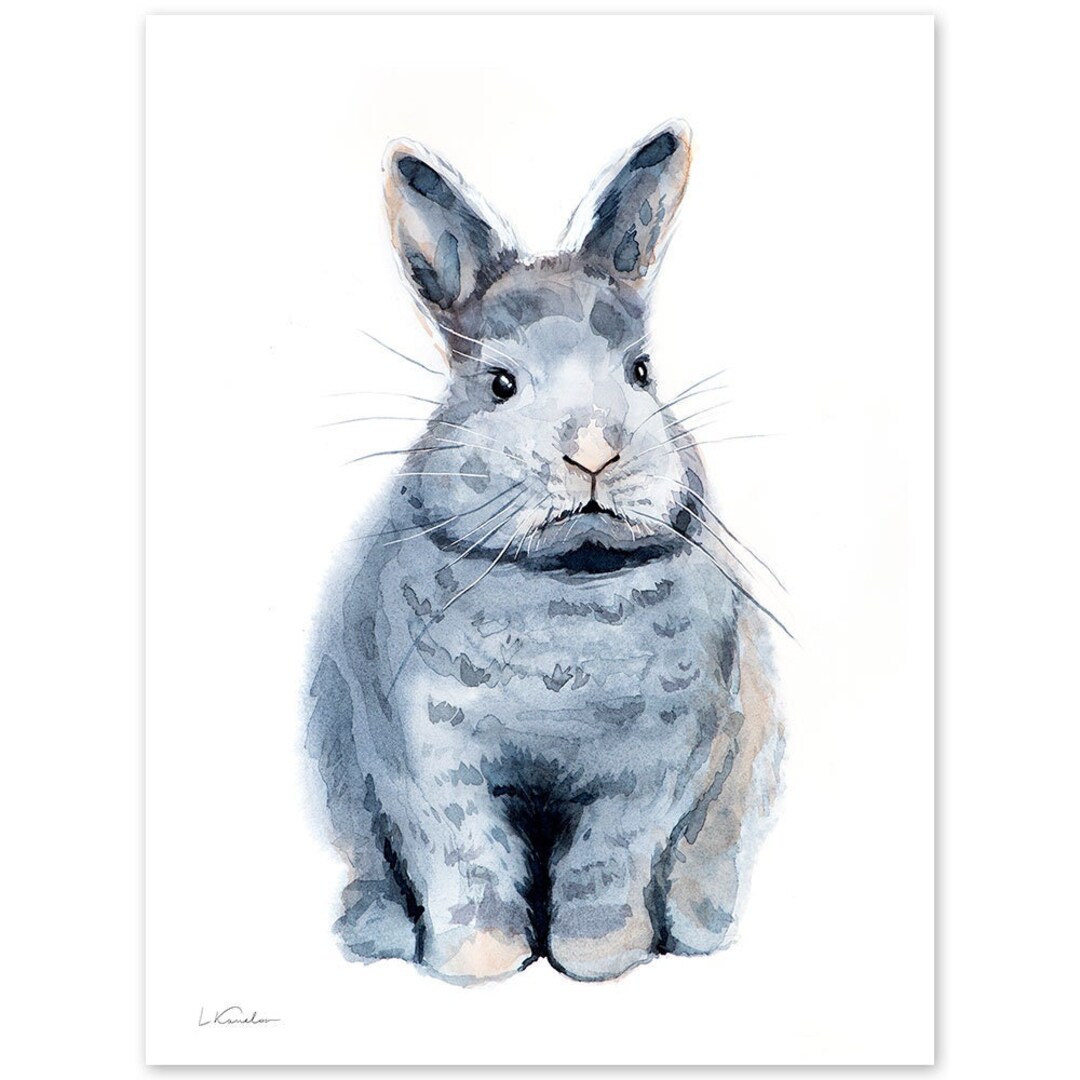 Bunny, Rabbit Watercolor Print, Baby Nursery, Colorful Kids Wall Art ...