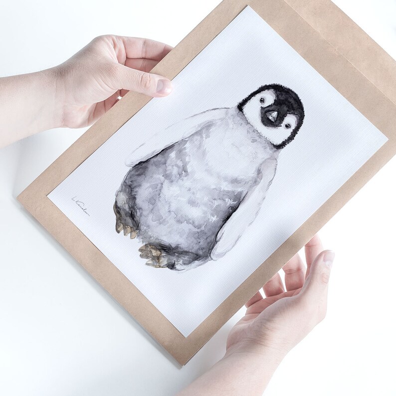 Baby Penguin Watercolor, Nursery Animal Print, Toddler Room Print ...