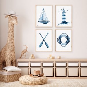 Lighthouse Watercolor Print, Coastal Wall Art, Nautical Nursery Decor ...