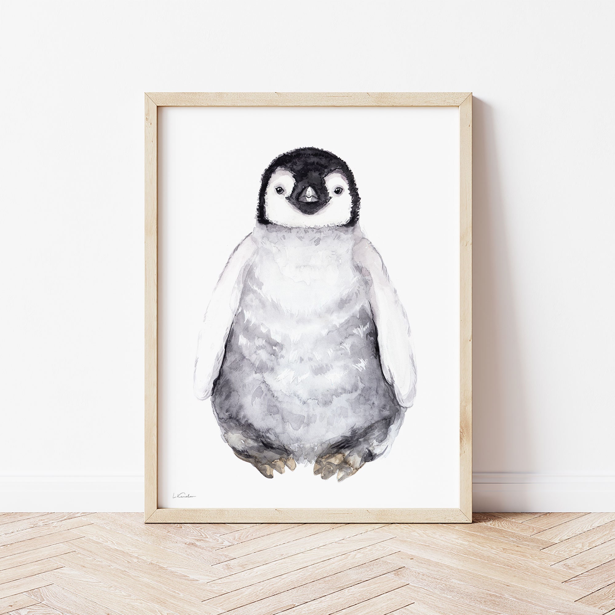 Baby Penguin Watercolor, Nursery Animal Print, Toddler Room Print ...