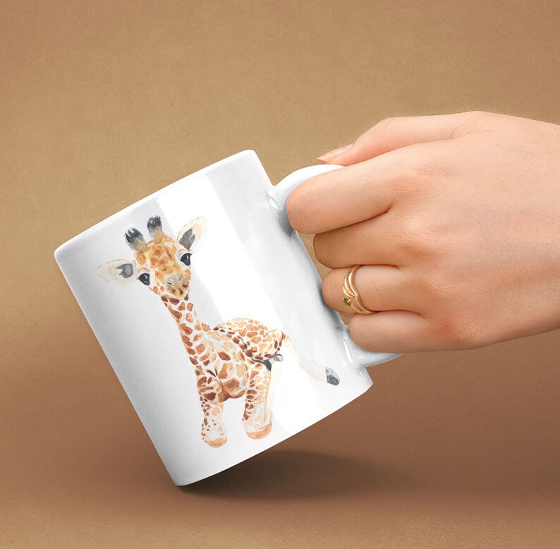 Baby Giraffe, Funny Giraffe Coffee Cup, Colorful Animal Mug, Nursery ...