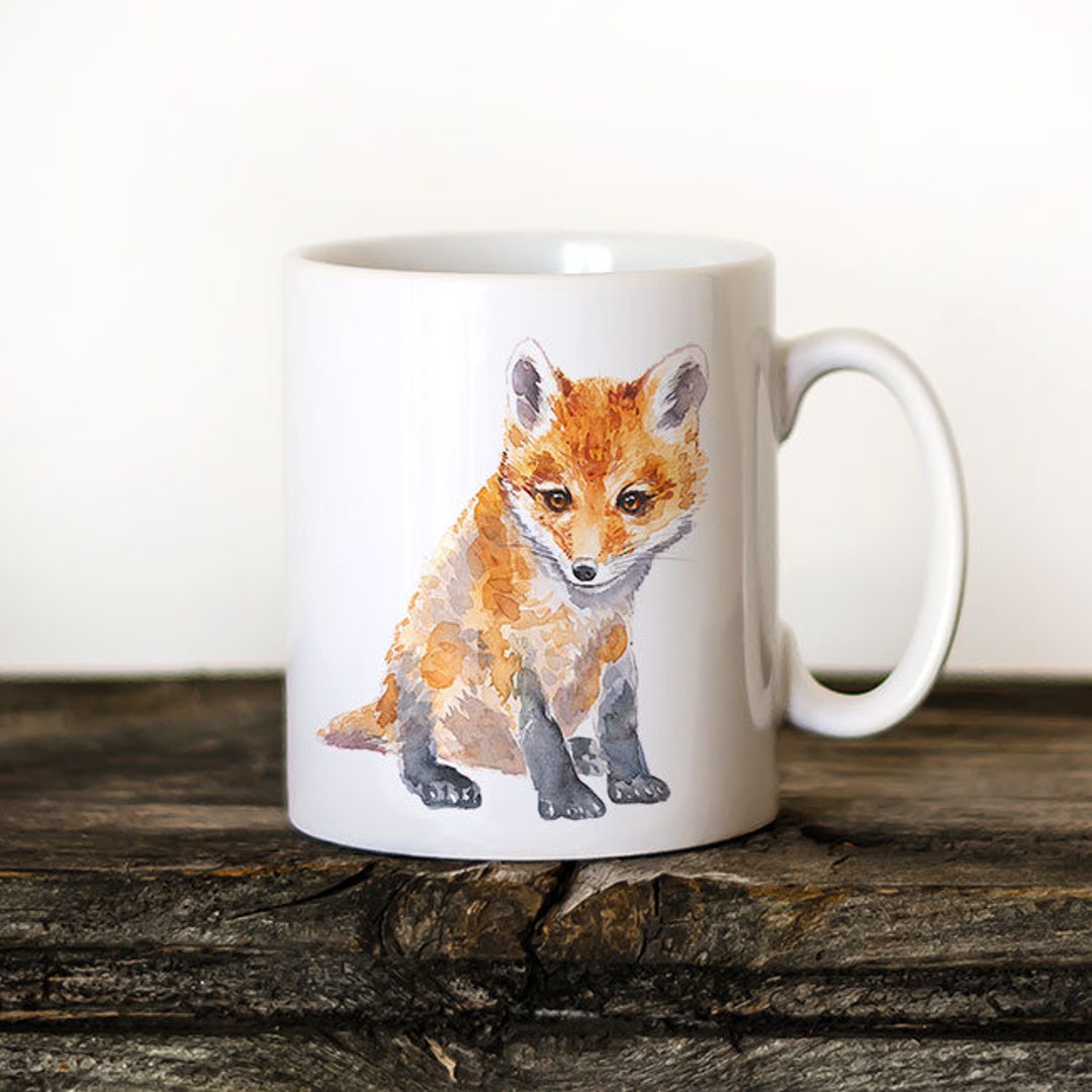 Red Fox Coffee Mug, Funny Fox Cup, Baby Fox, Colorful Animal Mug, Hot ...