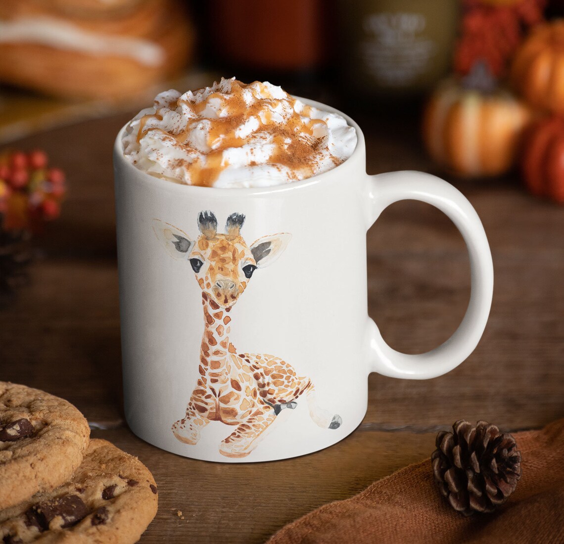 Baby Giraffe, Funny Giraffe Coffee Cup, Colorful Animal Mug, Nursery ...