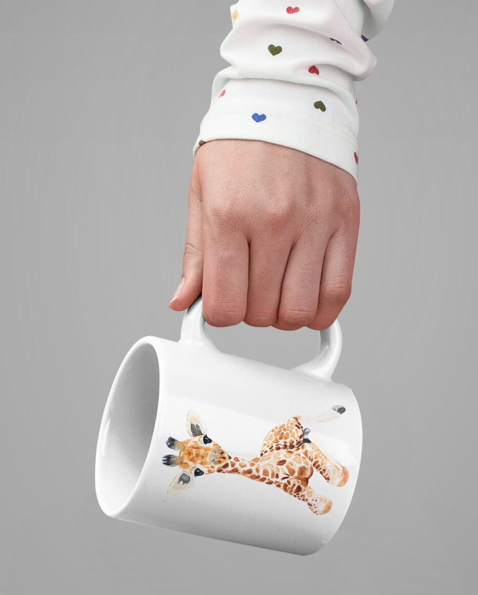 Baby Giraffe, Funny Giraffe Coffee Cup, Colorful Animal Mug, Nursery ...