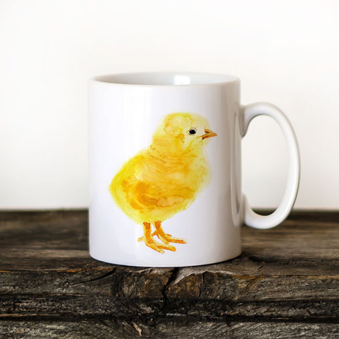 Chicken Coffee Mug, Funny Yellow Chick Cup, Baby Chicken, Colorful ...