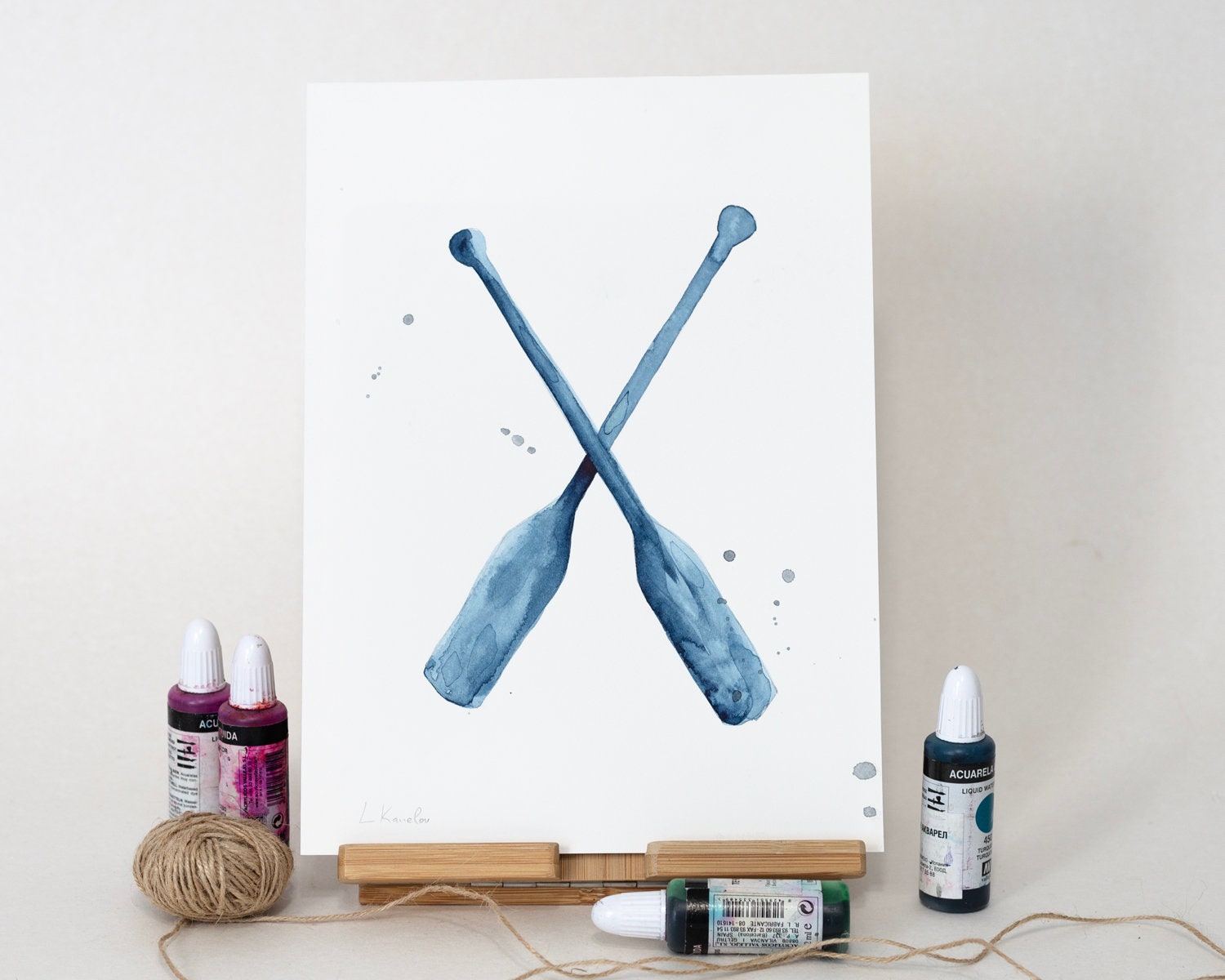 ORIGINAL Wooden Oar Watercolor Painting, Hand-painted Artwork, One-of-a ...