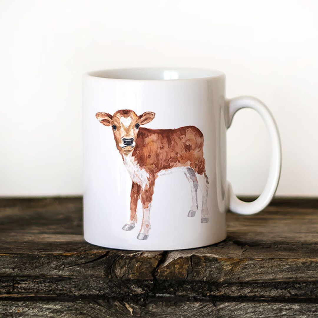 Cow Coffee Mug, Funny Cow Cup, Baby Cow, Colorful Animal Mug, Hot ...