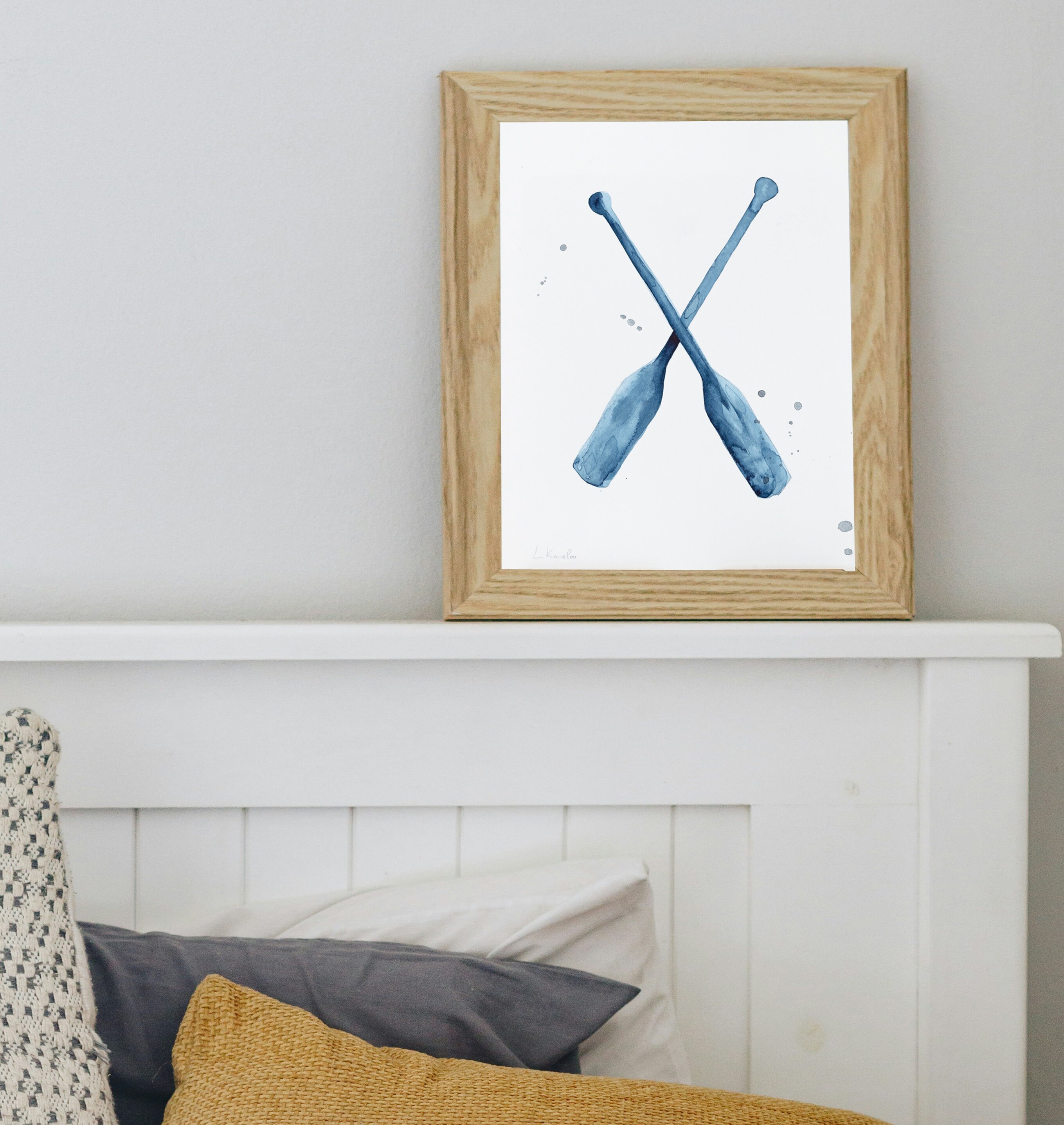 ORIGINAL Wooden Oar Watercolor Painting, Hand-painted Artwork, One-of-a ...