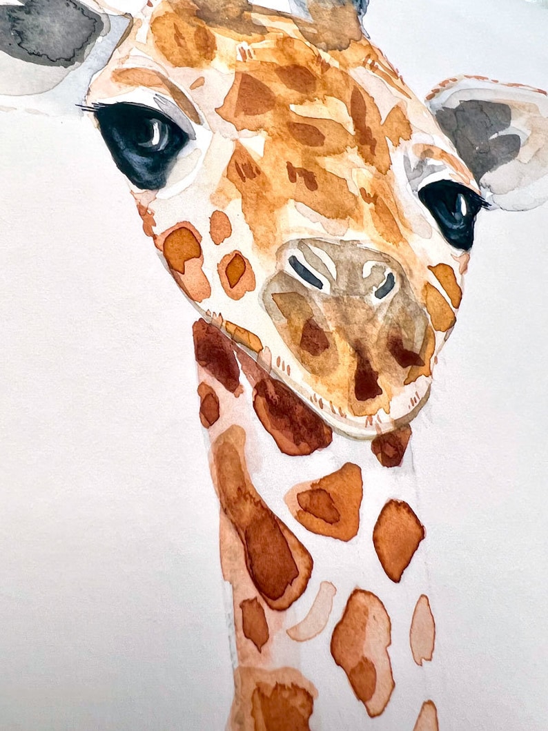 Baby Giraffe Watercolor, Nursery Print, Colorful Wall Art, Baby Room ...