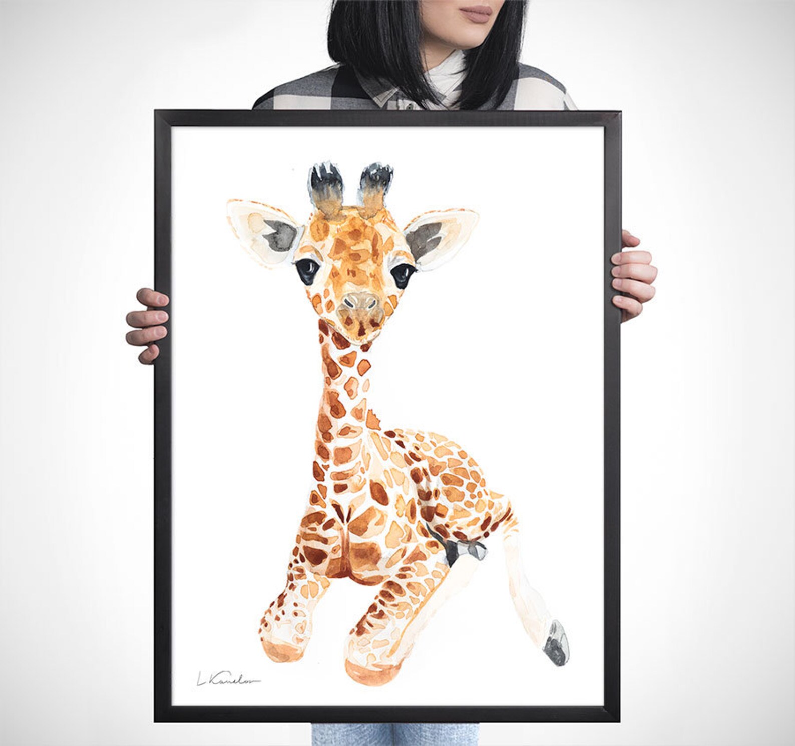 Baby Giraffe Watercolor Nursery Print Colorful Wall Art - Etsy