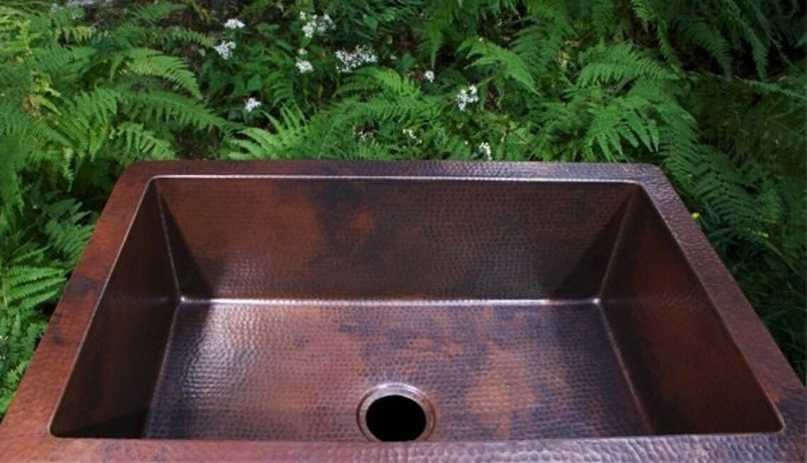 Copper Farmhouse Apron Kitchen Sink Single Well Gorgeous - Etsy