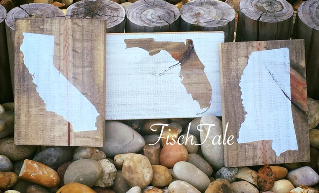 Small State Signs - Any State - Rustic State Signs - Wood State Sign ...