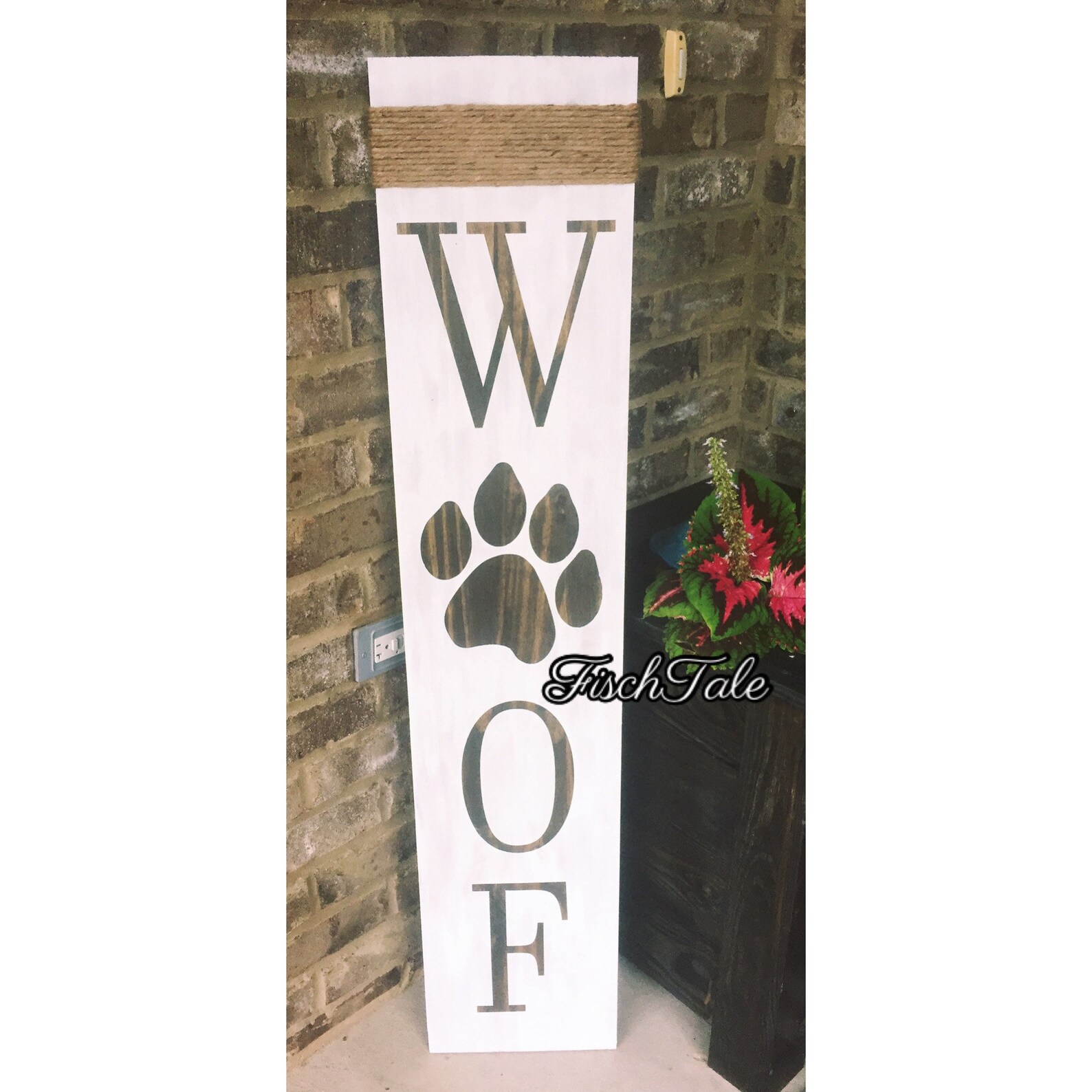 Large Woof Sign With Paw Paw Print Woof Sign Wood Sign - Etsy