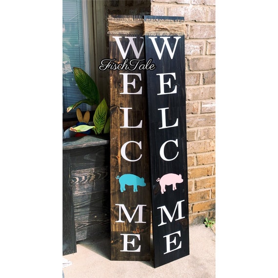 Large Welcome Sign With Pig Piggy Welcome Wood Farm Sign | Etsy