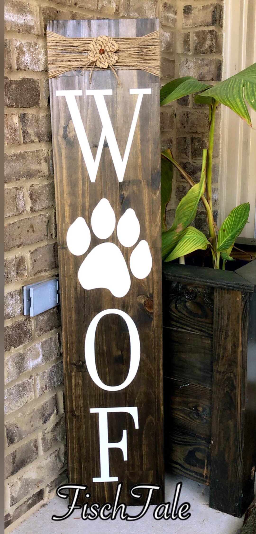 Large Woof Sign With Paw - Paw Print Woof Sign - Wood Sign - Any Dog ...