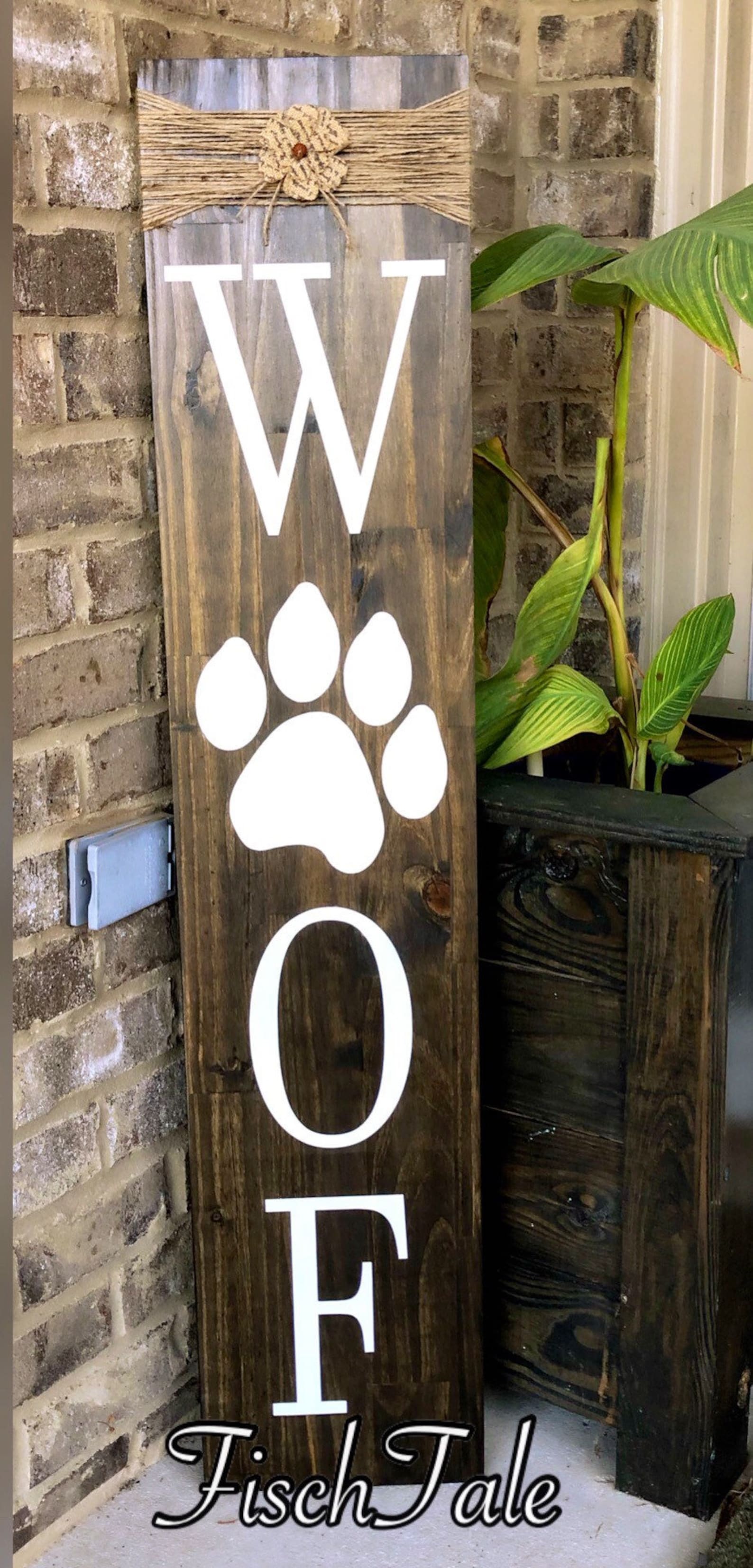 Large Woof Sign With Paw Paw Print Woof Sign Wood Sign - Etsy