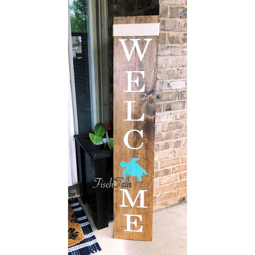 Large Welcome Shutter Style Sign With Turtle Symbol - Welcome - Any ...