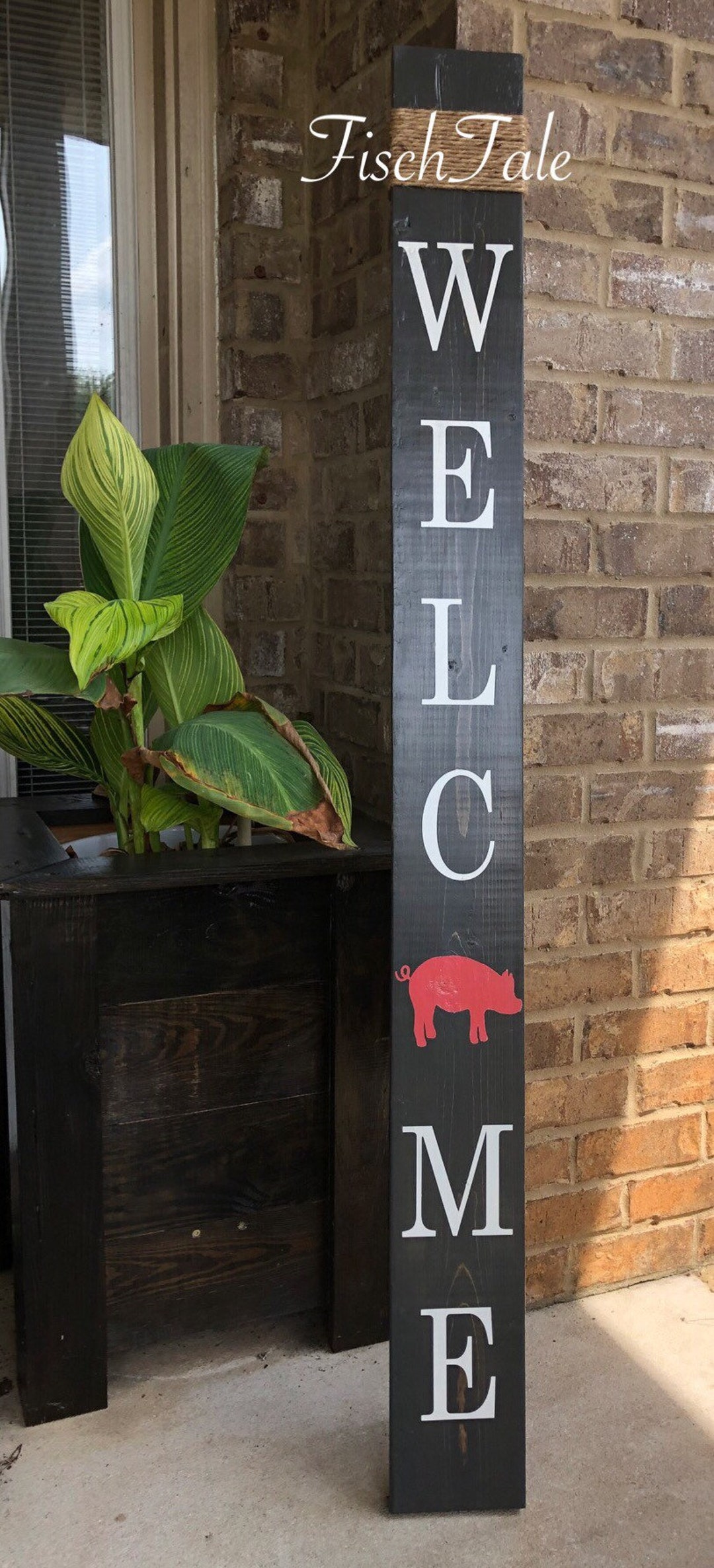 Large Welcome Sign With Pig - Country Welcome - Wood Sign - Pig Welcome ...
