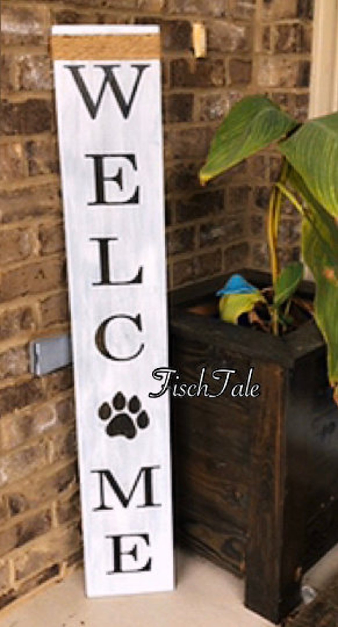 Large Welcome Sign With Pawprint Dog Welcome Wood Cat Sign | Etsy