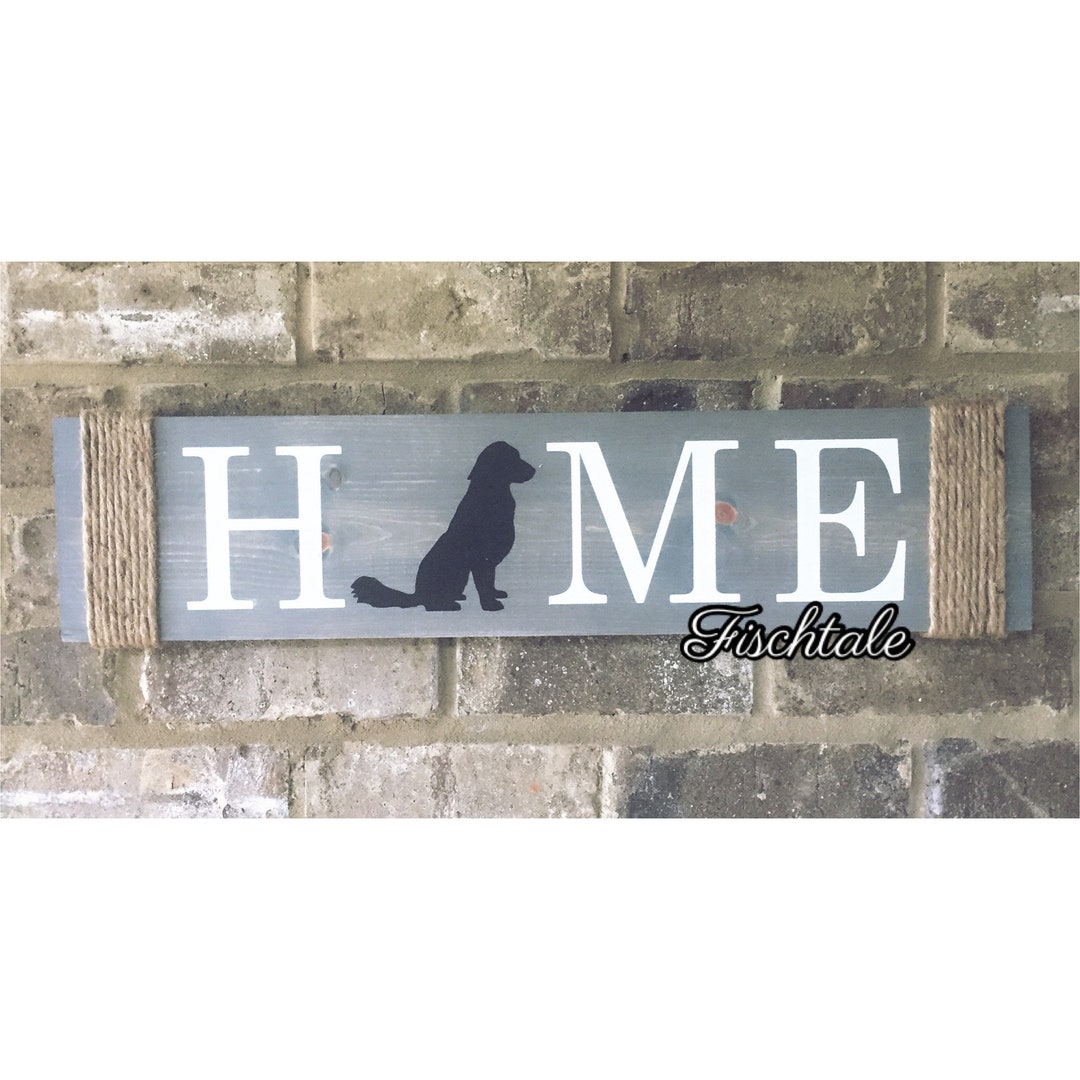 Horizontal Symbol Sign - Dog Home Sign - Rustic Dog Sign - Golden ...