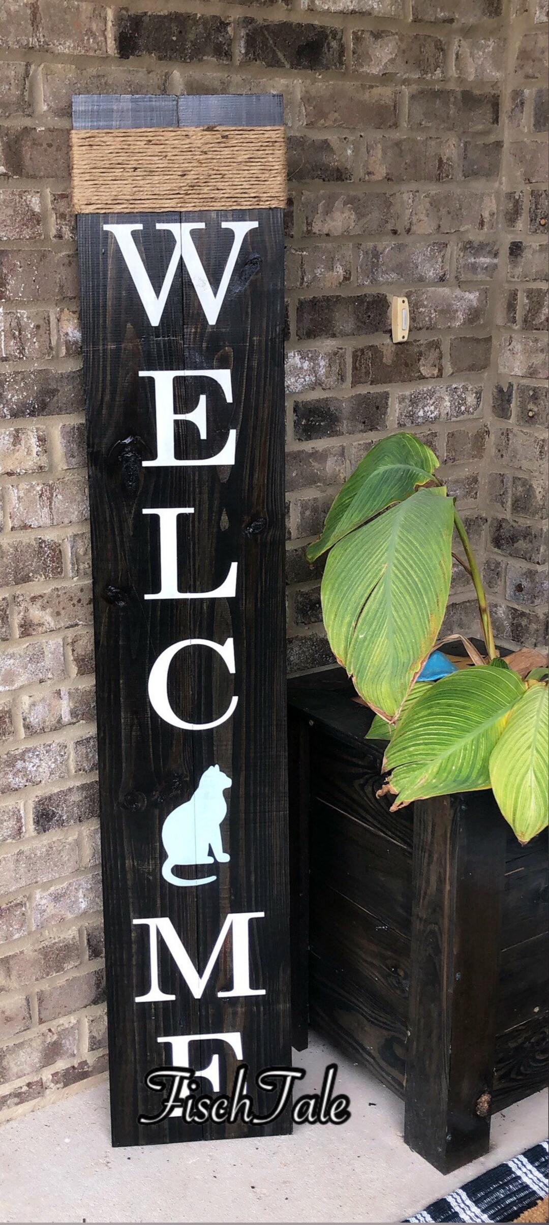 Large Welcome Shutter Sign With Cat Welcome - Porch Kitty Sign - Rustic ...