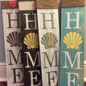 Seashell Home - Welcome - Clam Shell Sign - Home Sign With Shell - Wood ...