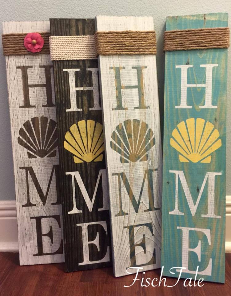 Seashell Home Welcome Clam Shell sign Home sign with | Etsy