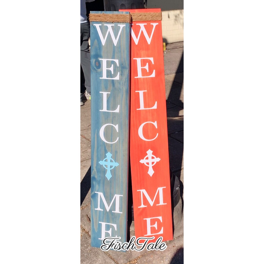 Large Welcome Sign With Cross - Church Welcome - Wood Sign - Any Symbol ...