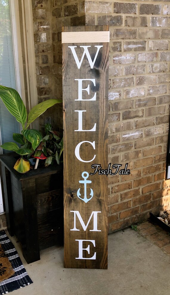 Large Welcome Shutter Style Sign with anchor symbol Welcome | Etsy