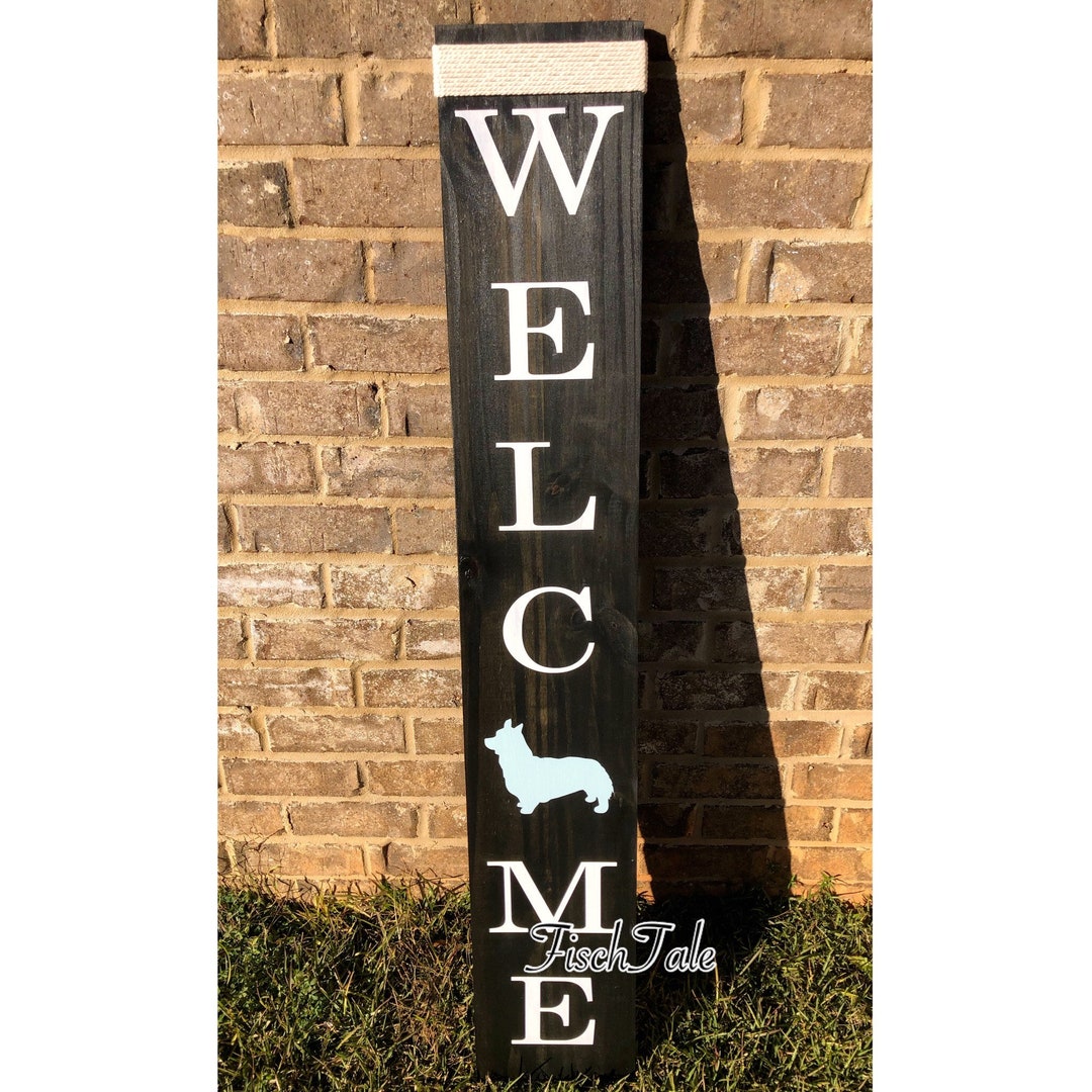 Large Welcome Sign With Corgi - Corgi Welcome - Wood Sign - Any Dog ...