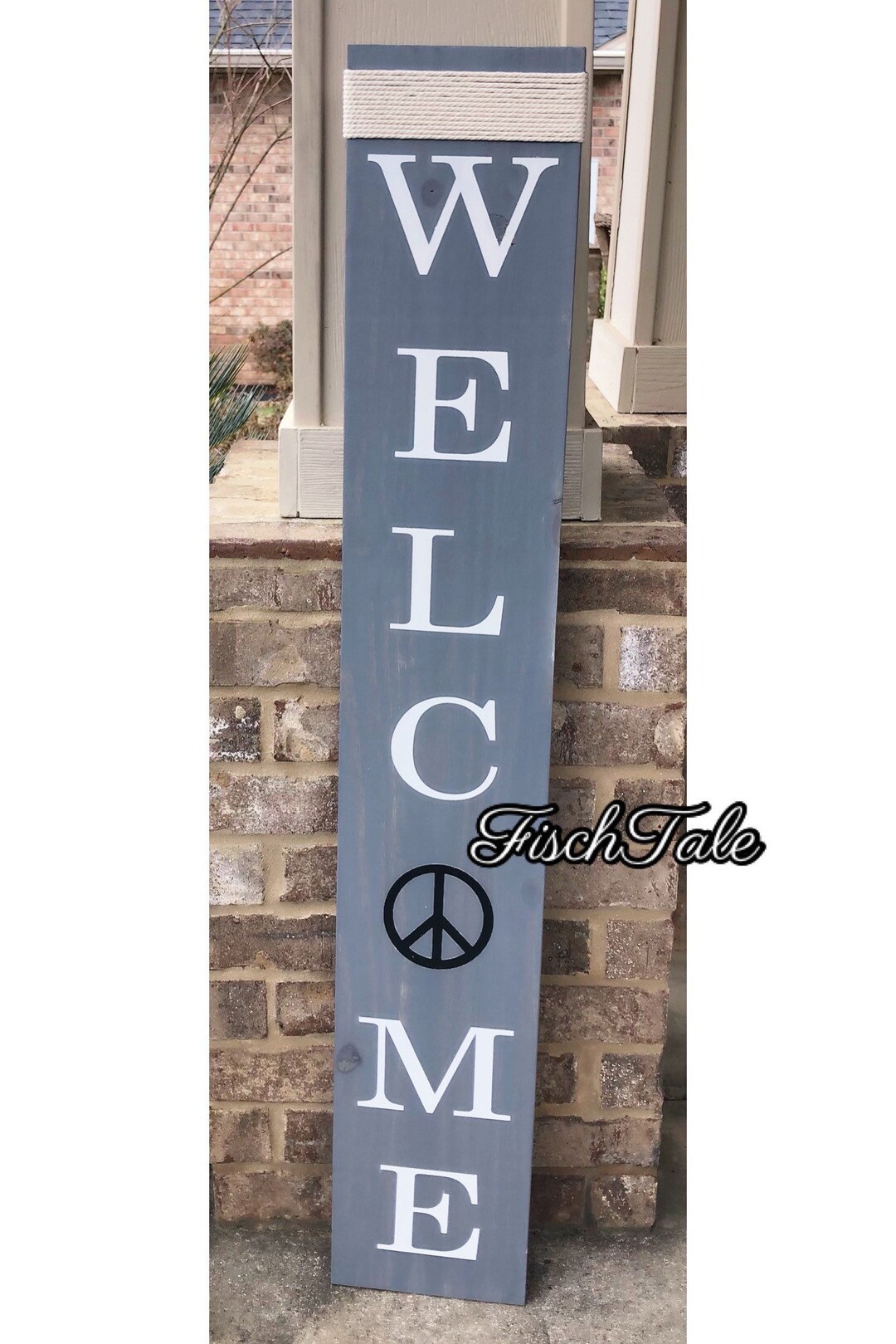 Large Welcome Sign With Peace Sign - Welcome - Wood Sign - Any Symbol ...
